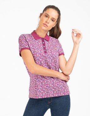Playera tipo polo Ferrioni estampado floral para mujer