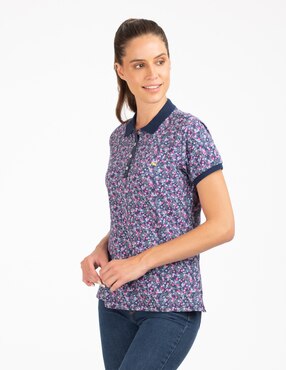 Playera tipo polo Ferrioni estampado floral para mujer